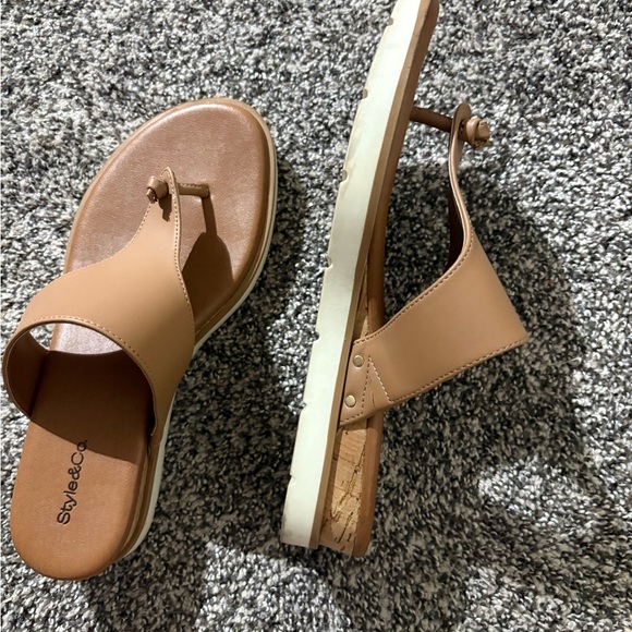Style & Co. | Shoes | Style Co Tan Sandals With Ankle Strap | Poshmark